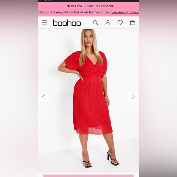 Boohoo Plus | Dresses | Boohoo Size 2 Red Dress Fits Like A Size 8 Worn ...